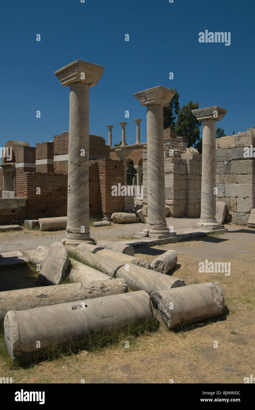 Columns, including Basilica of St. John, at Seljuk, near Ephesus ...
