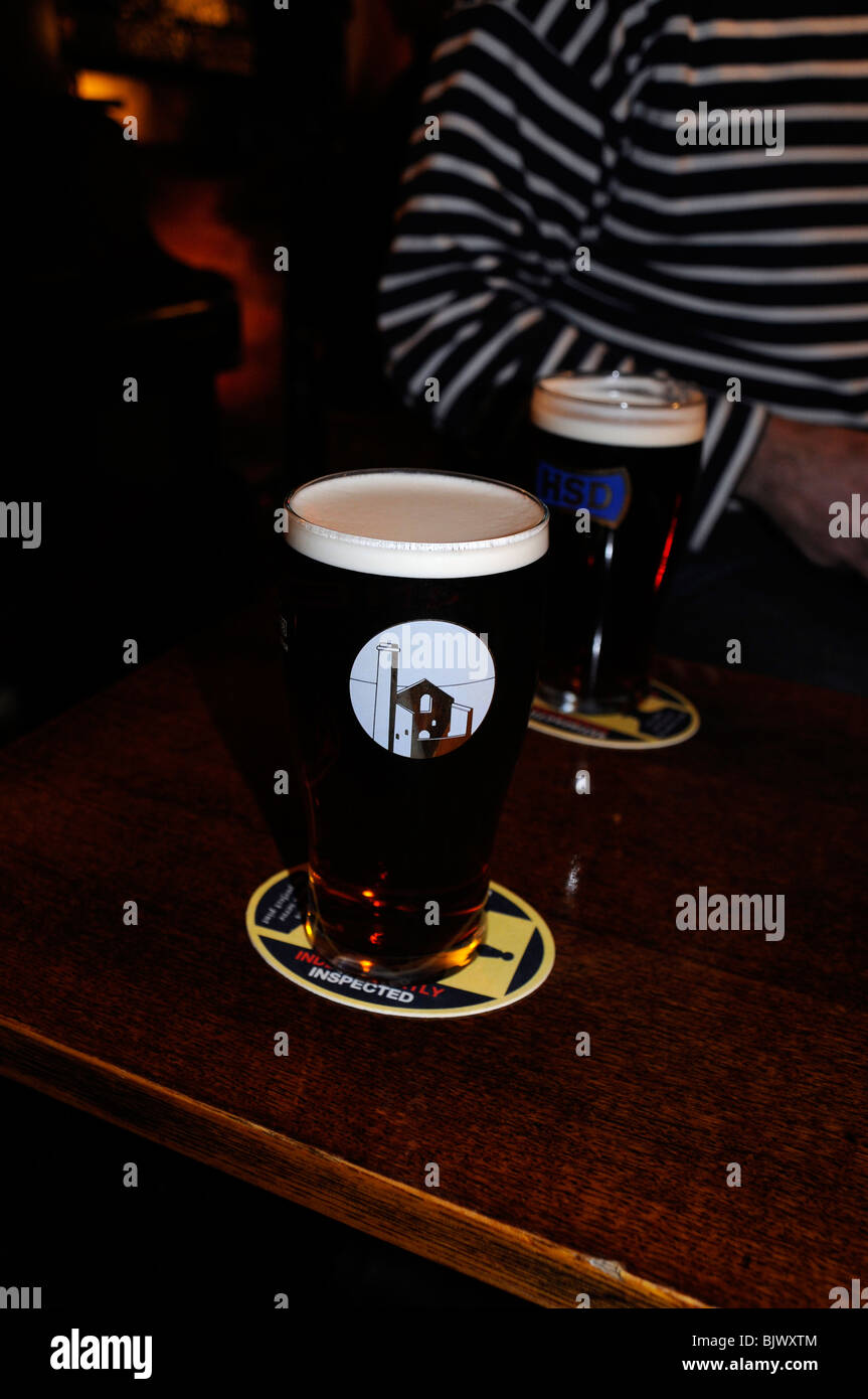 Two pints of cask ale in a pub, United Kingdom Stock Photo - Alamy