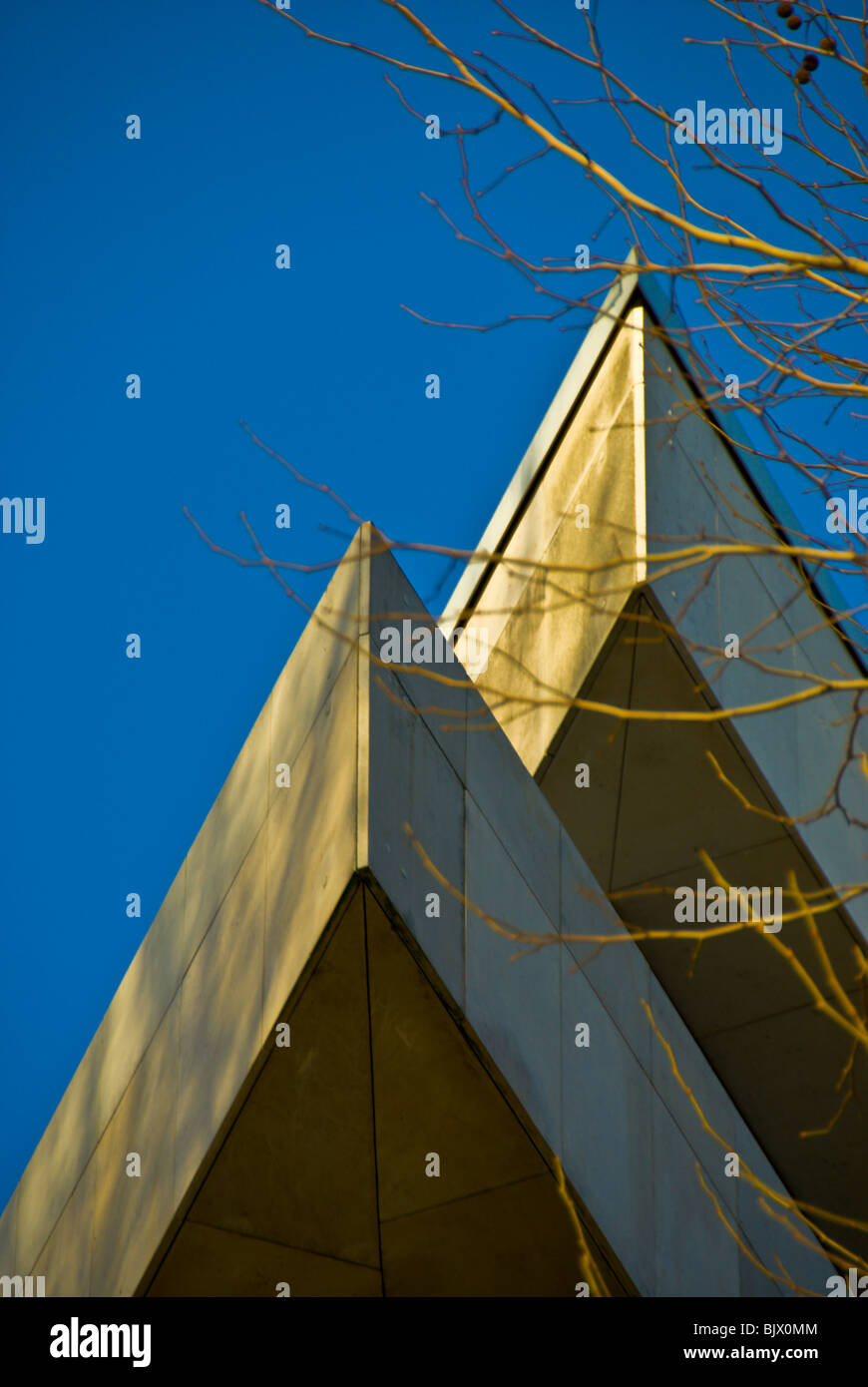 Modern office building sharp detail point angled europe detail majestic ...