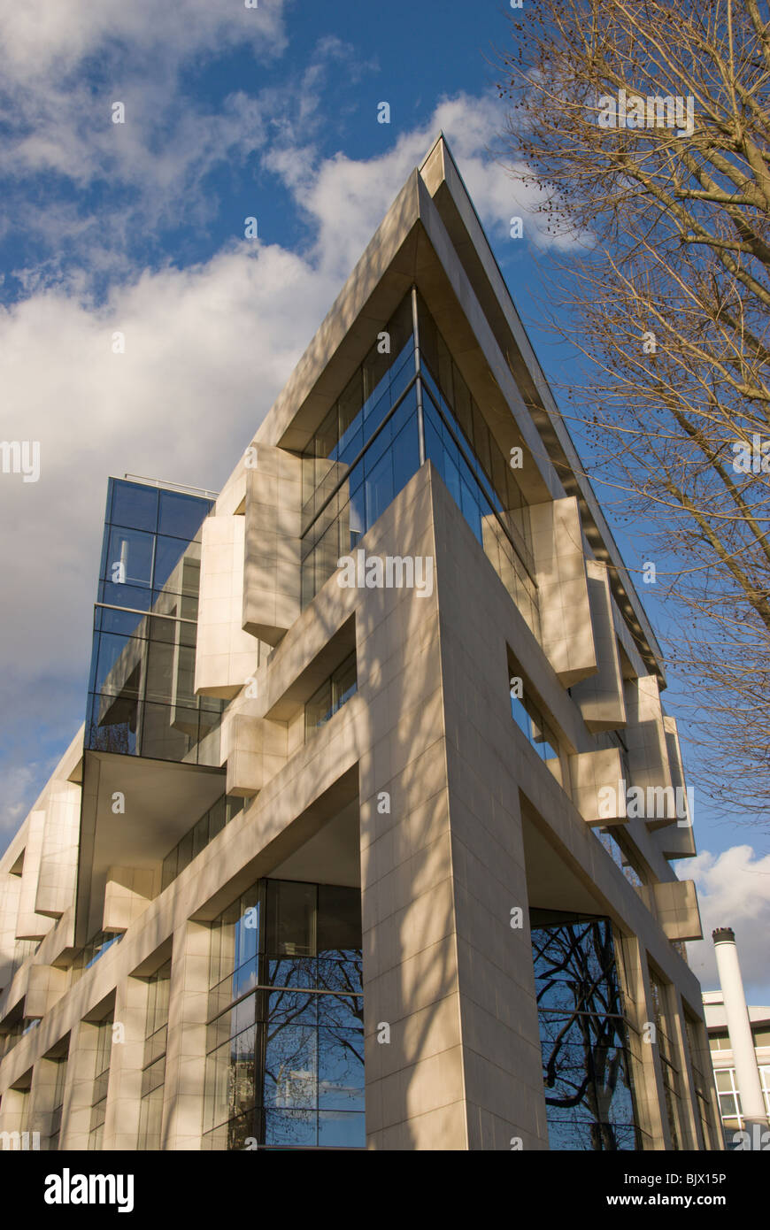 Modern office building sharp detail point angled europe detail majestic ...