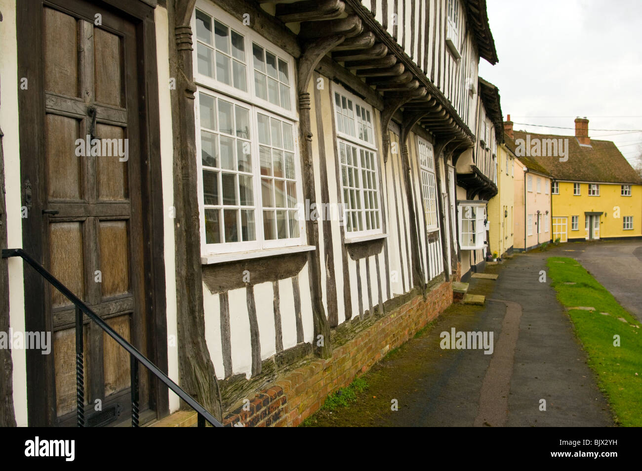 Timber Framed Tudor Houses Chapel Street Bildeston Suffolk Stock Photo ...