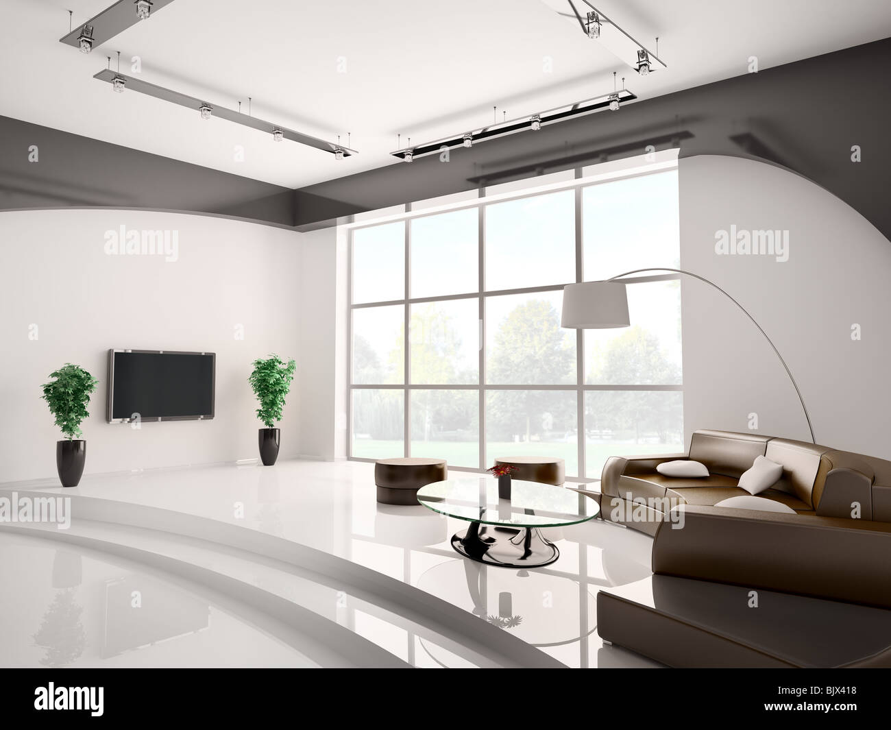 Modern living room interior 3d Stock Photo - Alamy