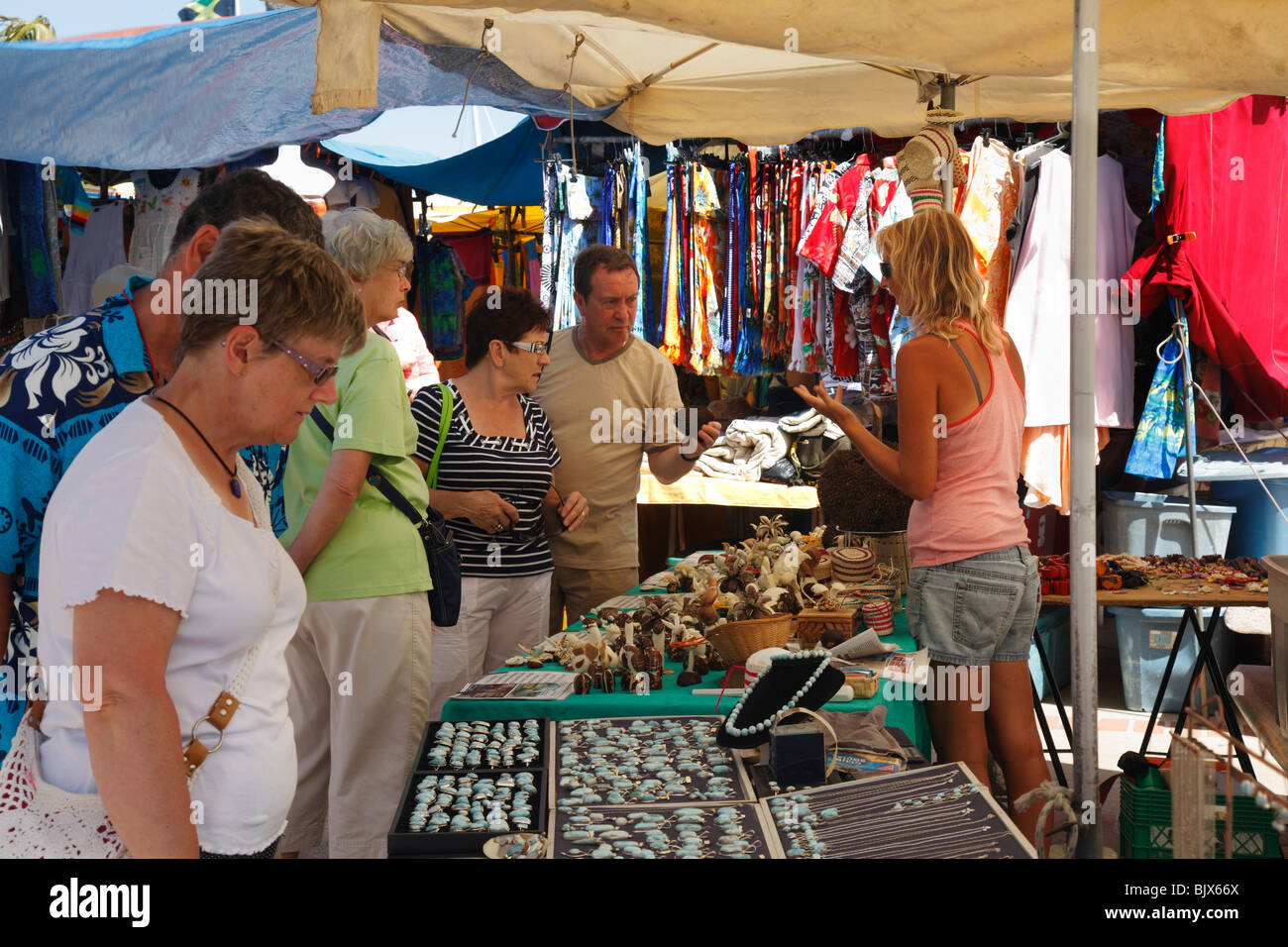 Market stall in St.Martin French Caribbean Stock Photo - Alamy