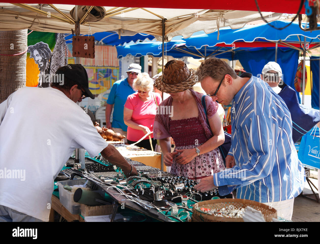 Market stall in St.Martin French Caribbean Stock Photo - Alamy