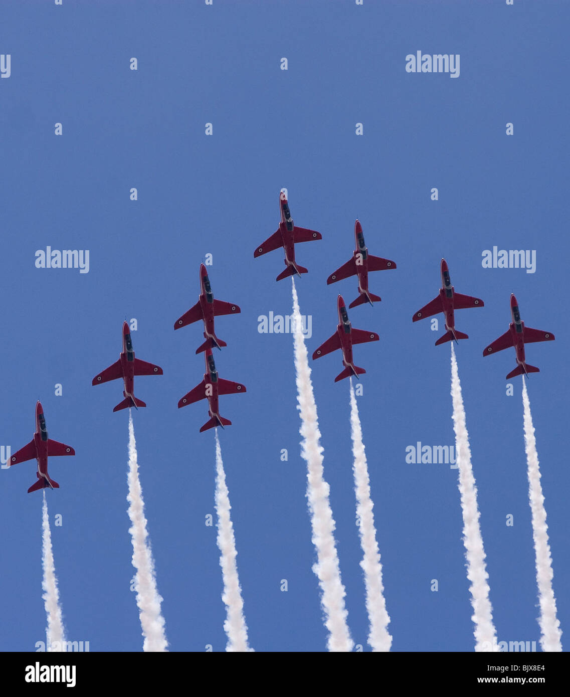 Royal Airforce's Red Arrows display their new livery at the Biggin Hill ...