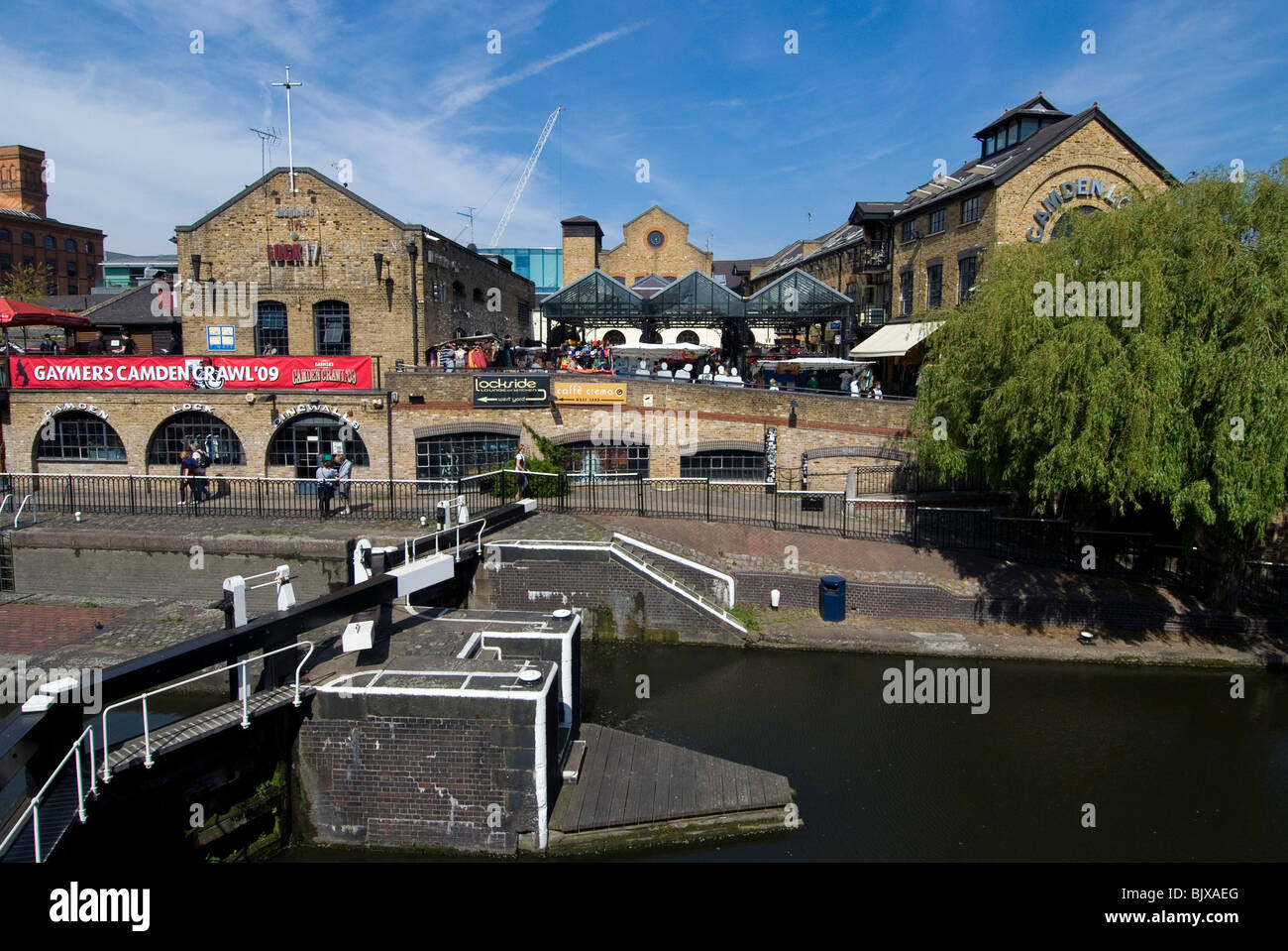 The Market and canal at Camden Lock, Camden, London, England Stock ...