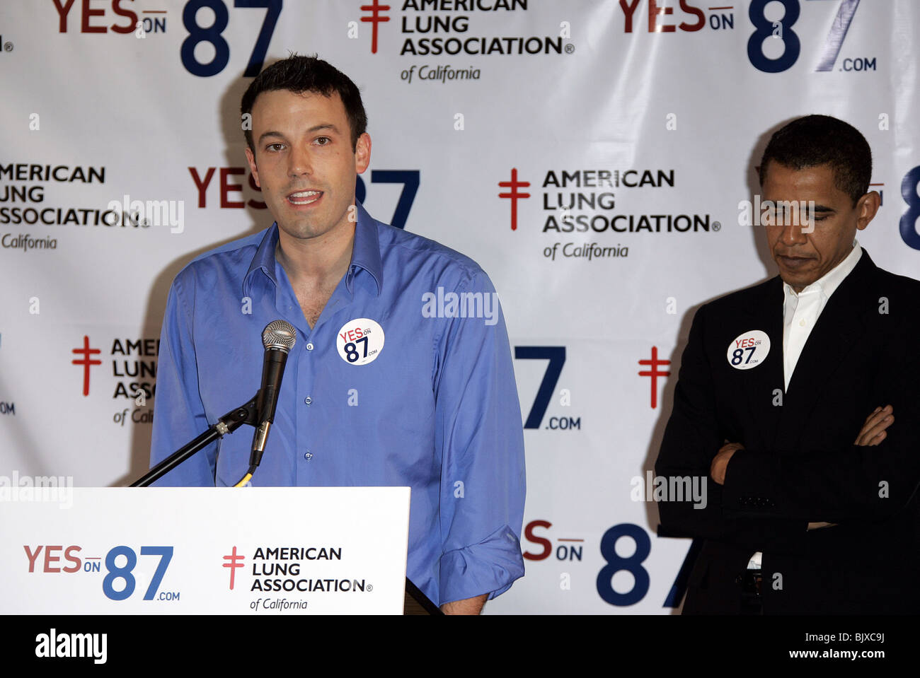 BEN AFFLECK & BARACK OBAMA NO ON PROP 87 USC DOWNTOWN LOS ANGELES USA ...