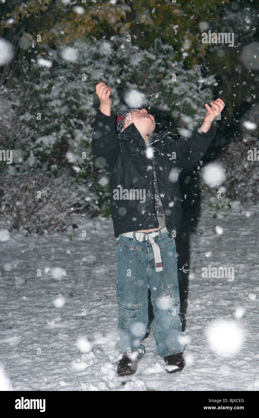 Night time snowfall hi-res stock photography and images - Alamy