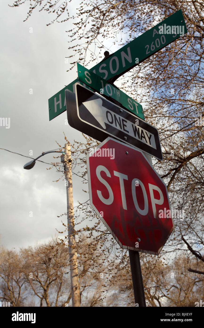 Signpost at intersection Stock Photo - Alamy