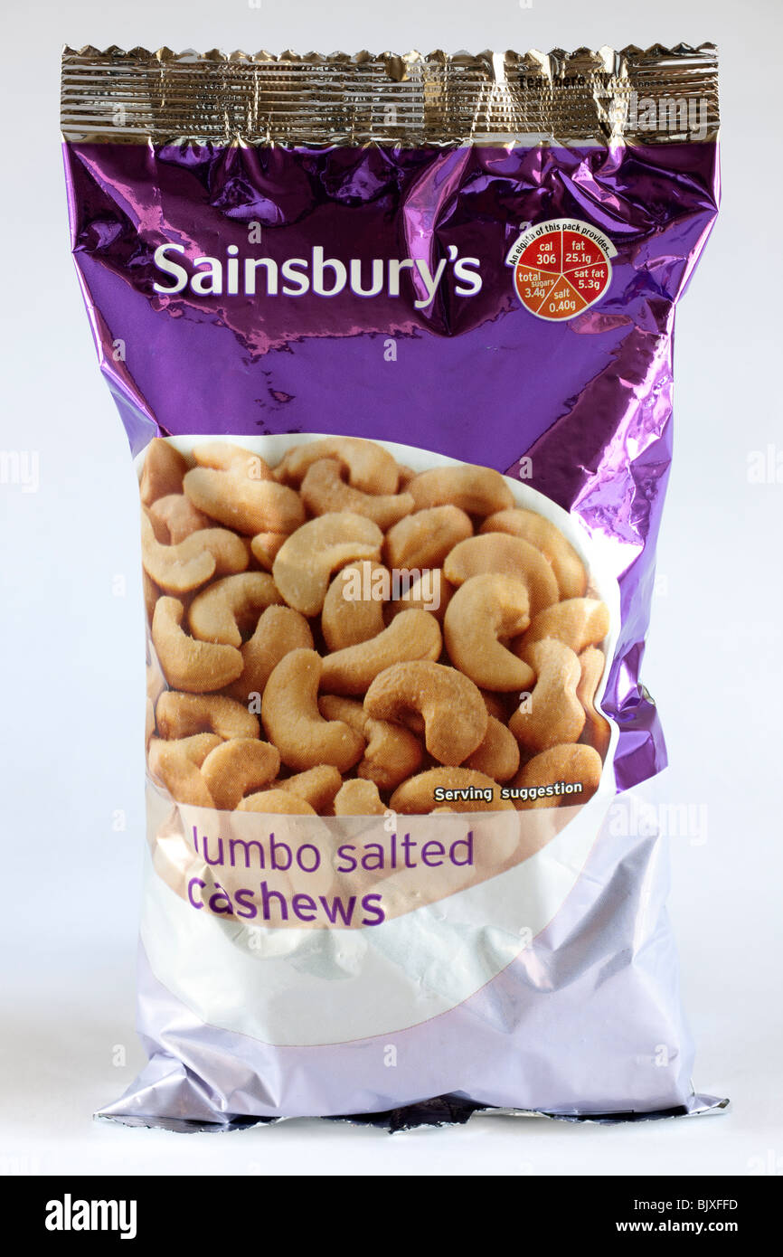 Bag of Jumbo salted cashew nuts Stock Photo - Alamy