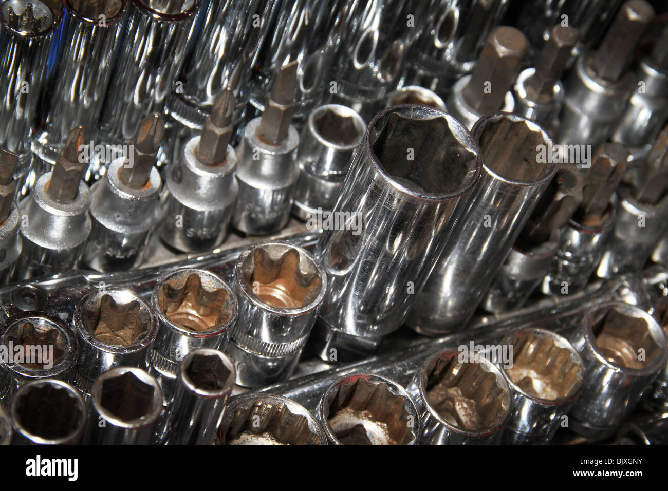 Socket set in box ready to use in motor workshop Stock Photo - Alamy