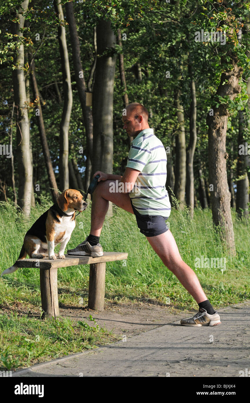 man with beagle Stock Photo - Alamy