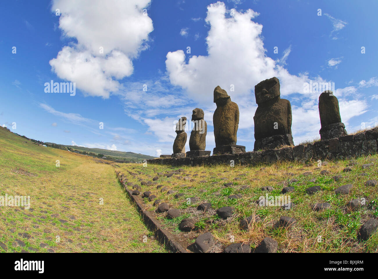 Moai statues in Easter Island, Chile Stock Photo - Alamy