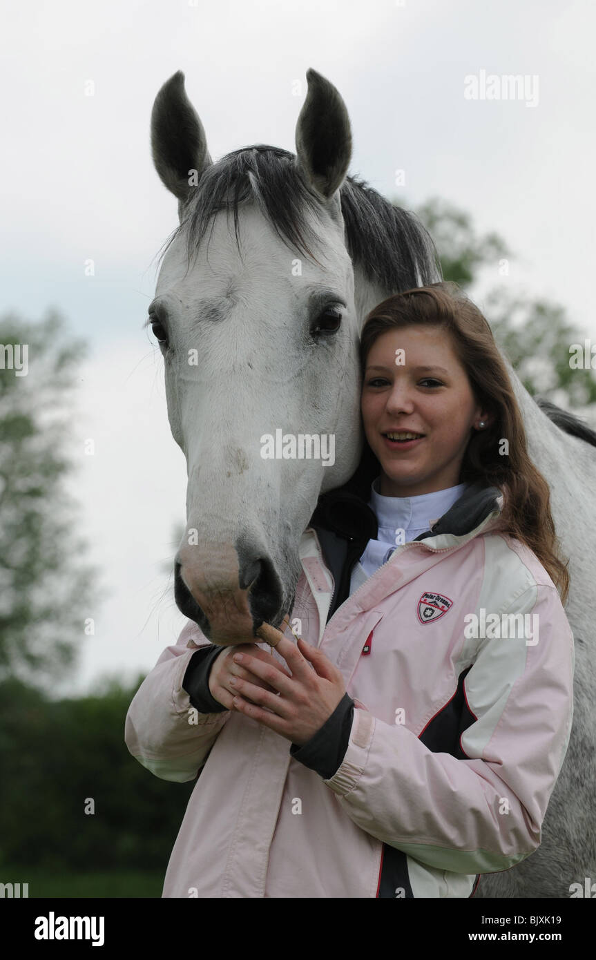 woman with Holsteiner horse Stock Photo - Alamy
