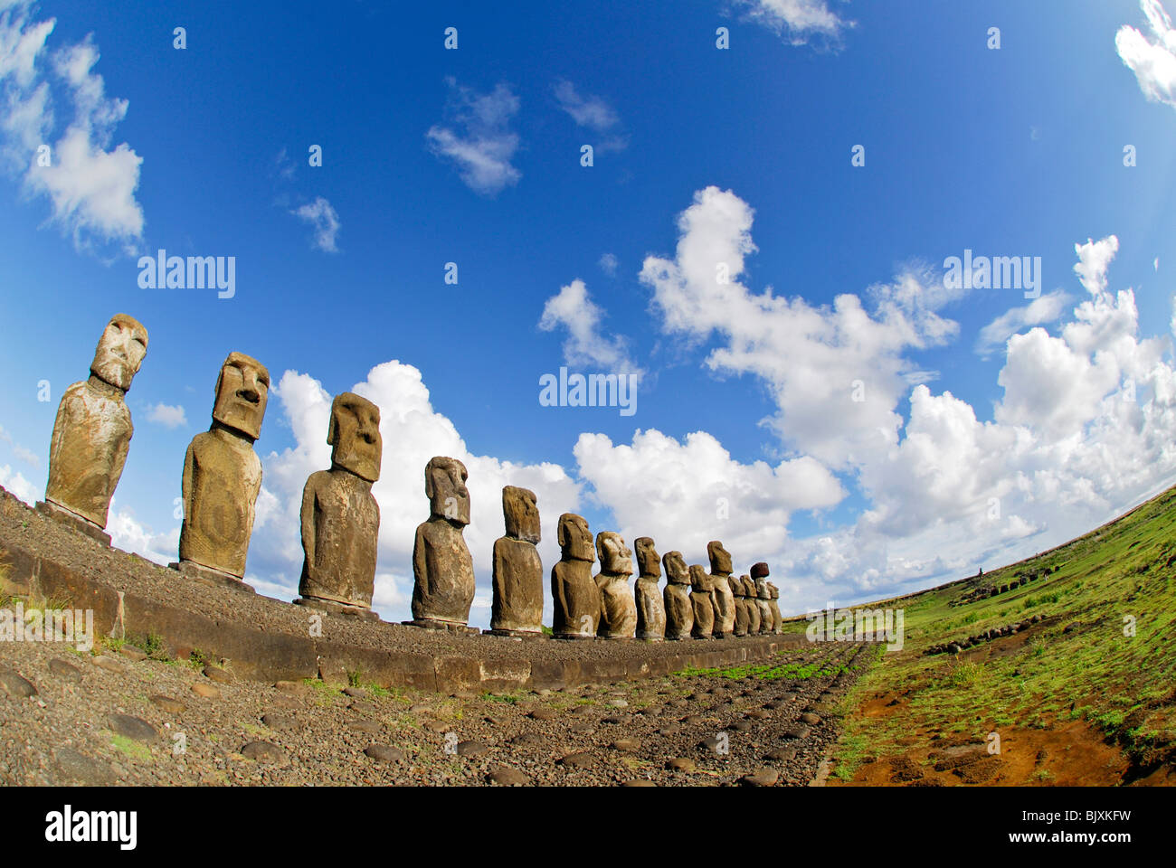 Moai statues in Easter Island, Chile Stock Photo - Alamy