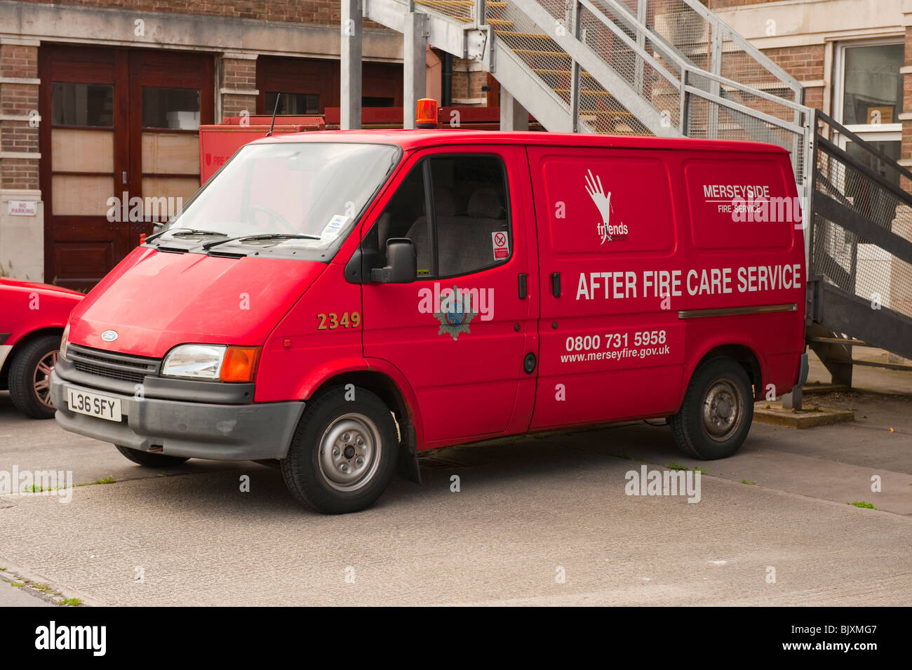 After Fire Care Service red van Stock Photo - Alamy