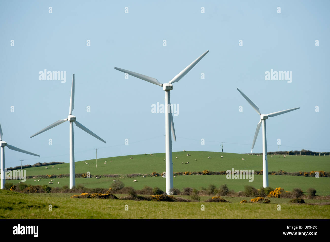 Wind turbines Bull Bay Anglesey North Wales UK Stock Photo - Alamy