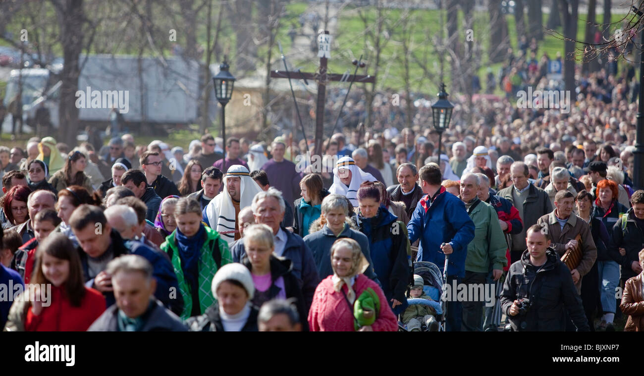Pilgrims at the ceremony of Holy Thursday, Kalwaria Zebrzydowska ...