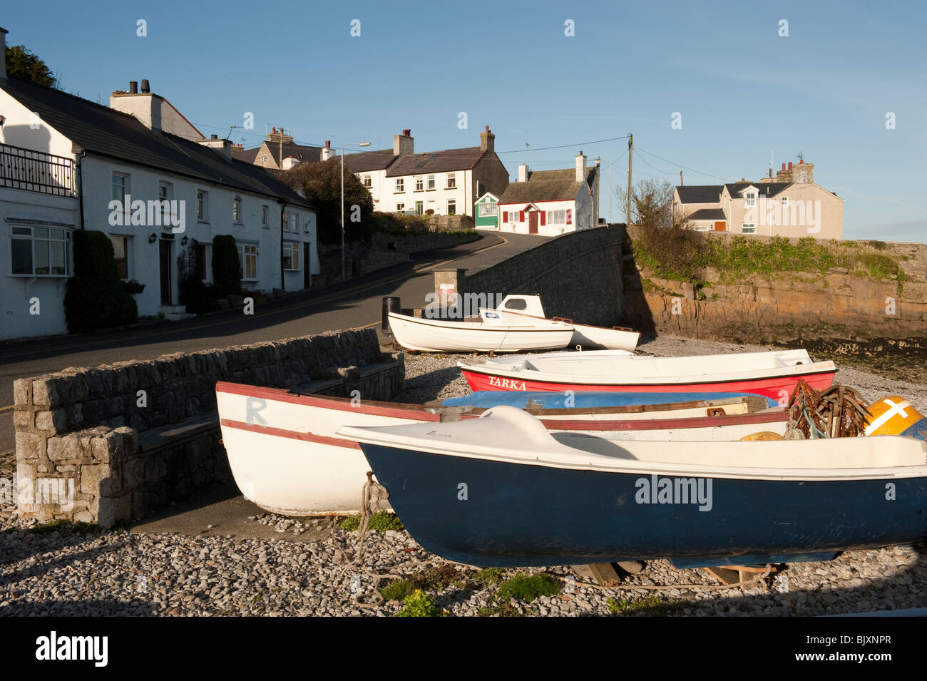 Moelfre boats on beach Anglesey North Wales UK Stock Photo - Alamy
