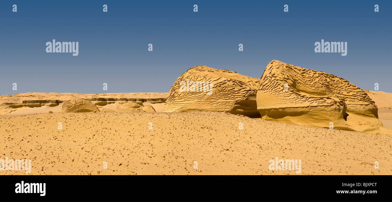 Panoramic shot of landscape showing wind erosion in the Valley of The ...