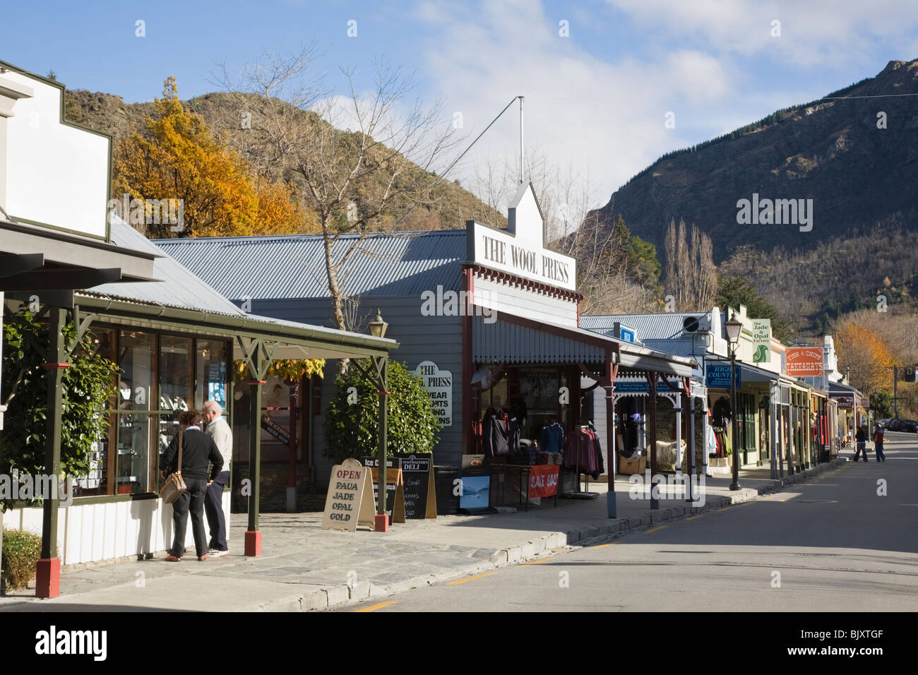 Arrowtown Otago South Island New Zealand. Shops in old wooden buildings ...