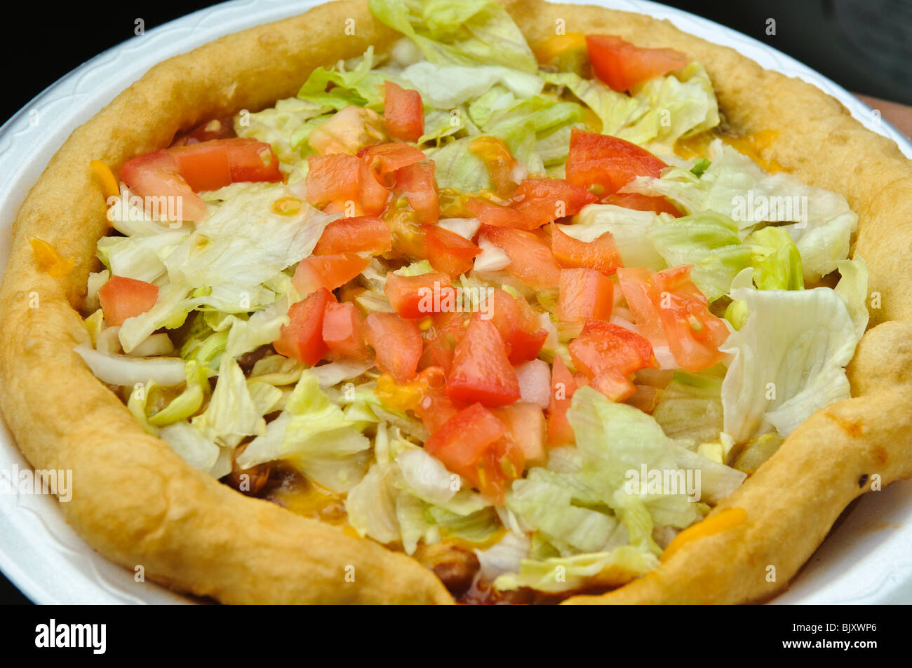 Navajo or Native Indian fry bread taco, Taos Pueblo, New Mexico Stock ...