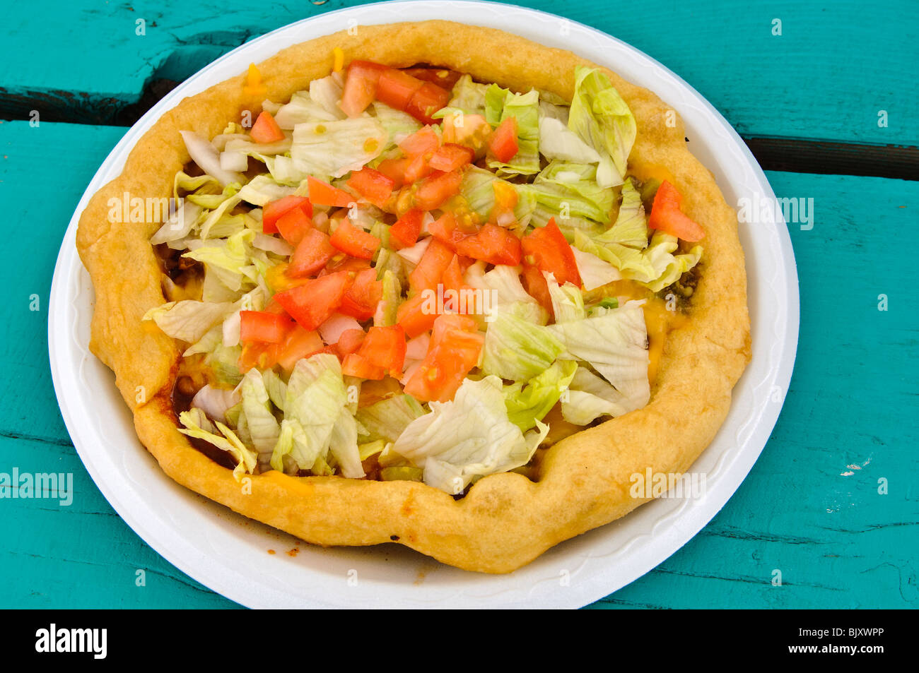 Navajo or Native Indian fry bread taco, Taos Pueblo, New Mexico Stock ...