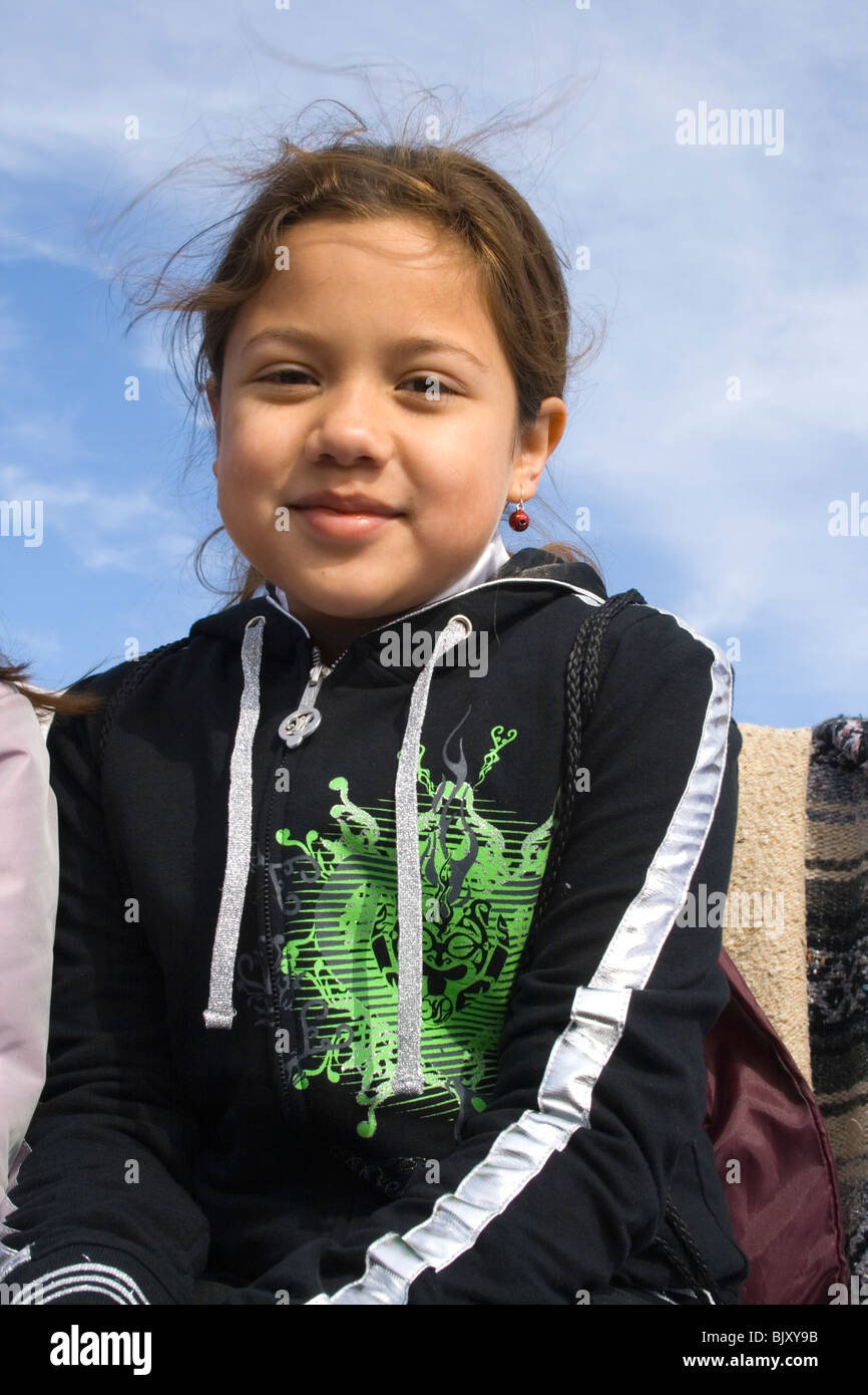 Young Hispanic child age 6 wearing holiday Mexican outfit. Cinco de ...