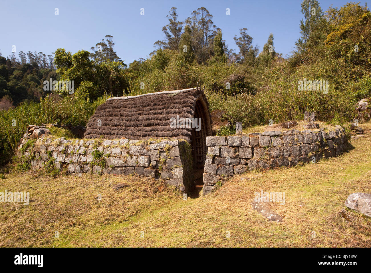 India, Tamil Nadu, Udhagamandalam (Ooty), Toda tribe ritual temple ...