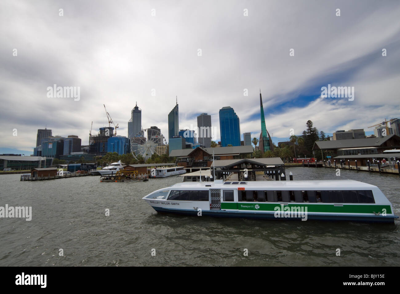 Swan River passenger ferry approaching the Barrack Street terminal ...