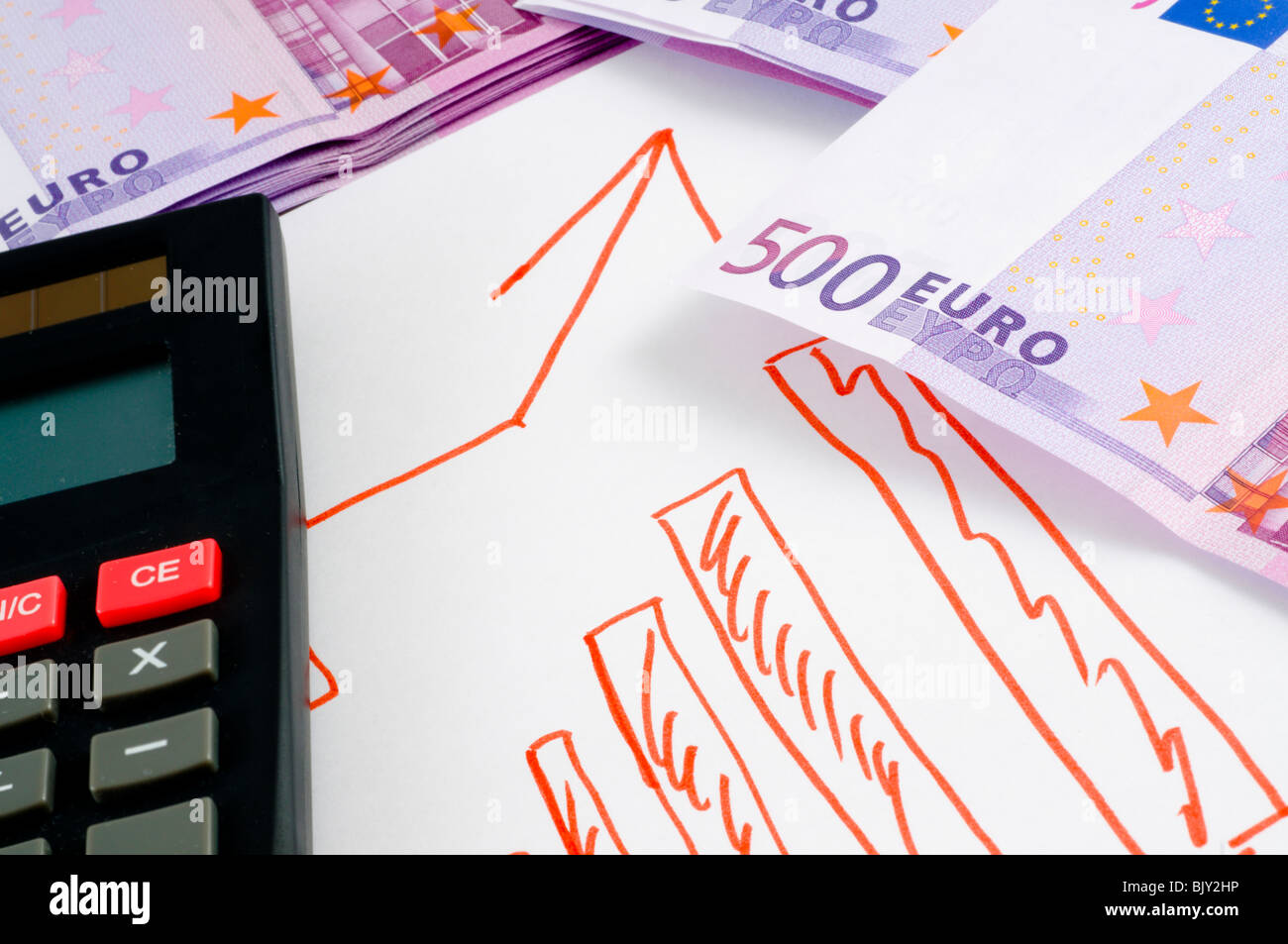 Banknotes of euro and diagram Stock Photo - Alamy