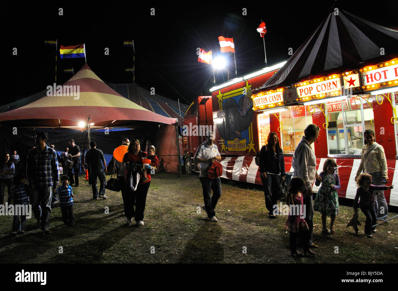 People leaving after circus performance Stock Photo - Alamy