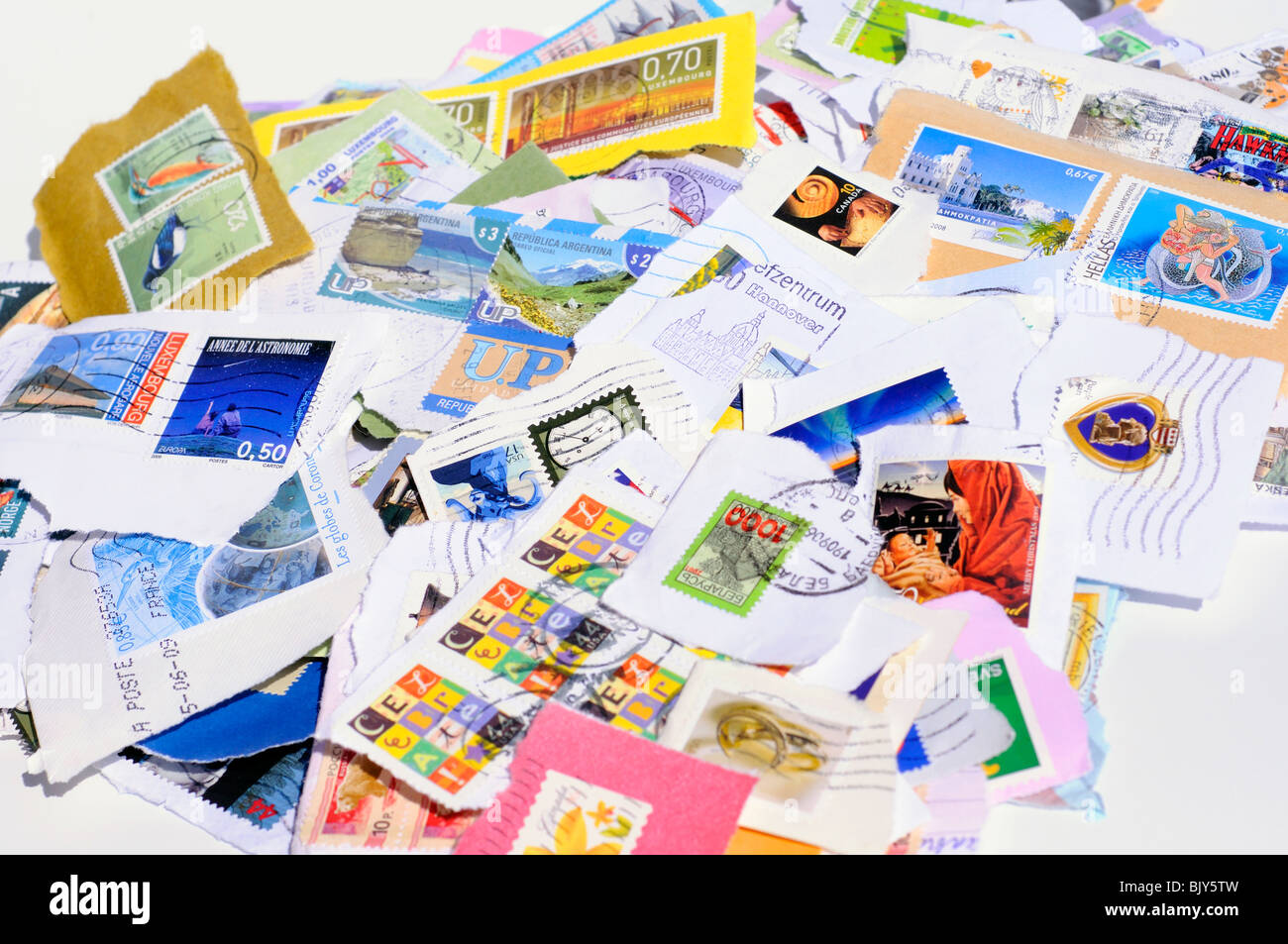 Assortment of used postage stamps Stock Photo - Alamy