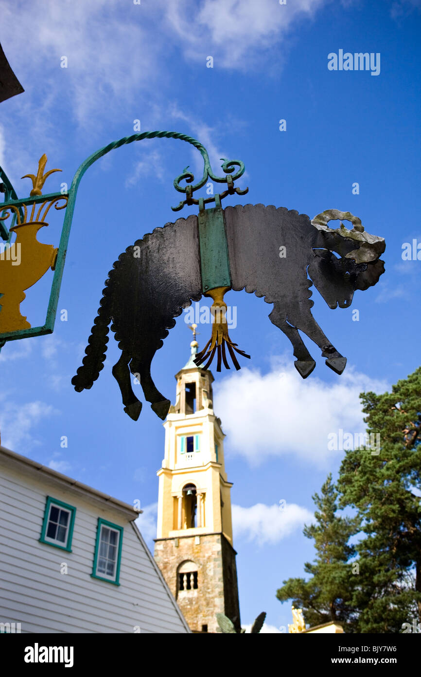 Hanging Sheep Sign Battery Square Portmeirion Village Stock Photo - Alamy
