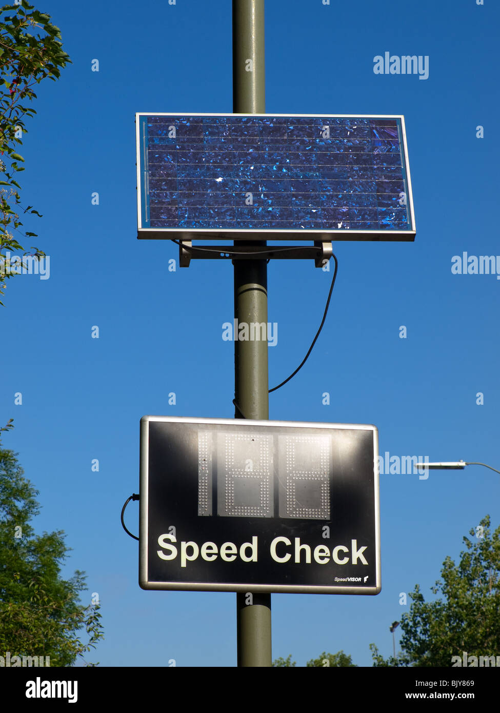 Solar powered traffic speed check warning indicator Stock Photo - Alamy
