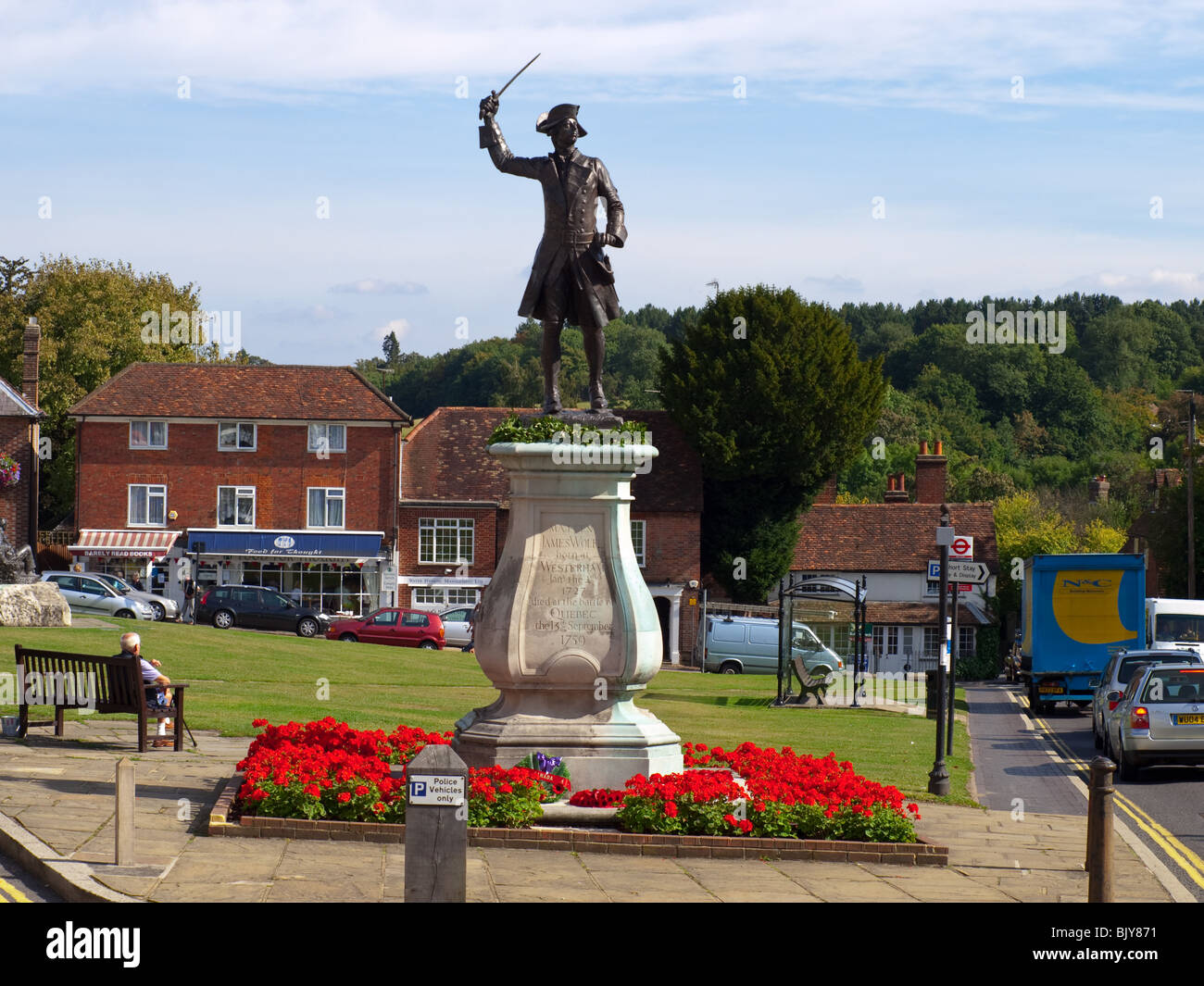 Statue of General James Wolfe on the green, Westerham, Kent, England ...