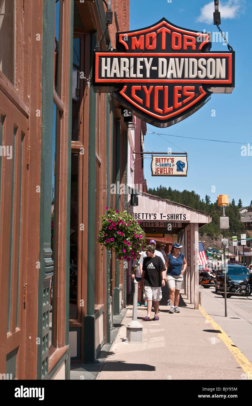 Harley Davidson shop sign on main street, Hill City, South Dakota, USA ...
