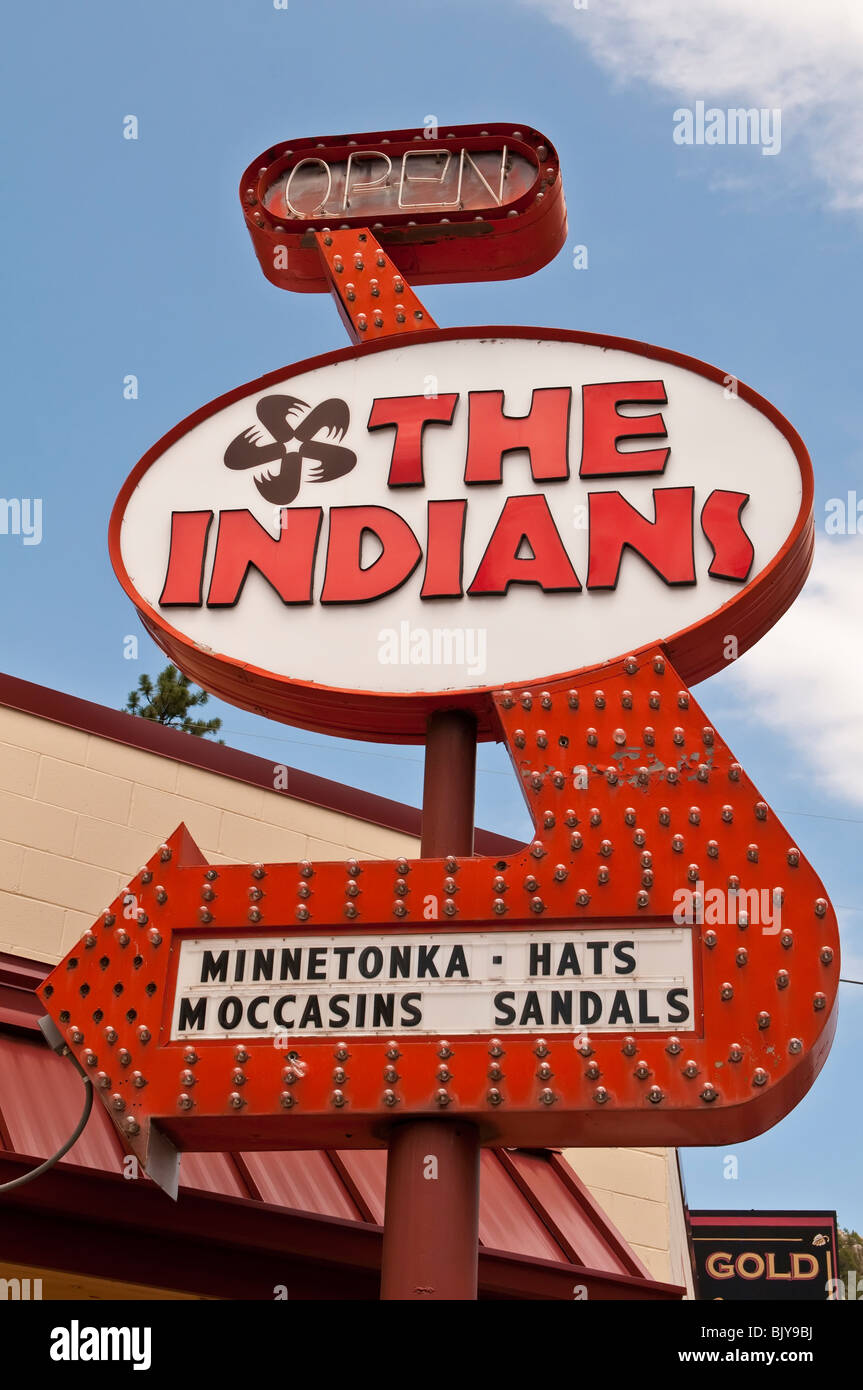 The Indians store sign, minnetonka, hats, moccasins, sandals, Keystone ...