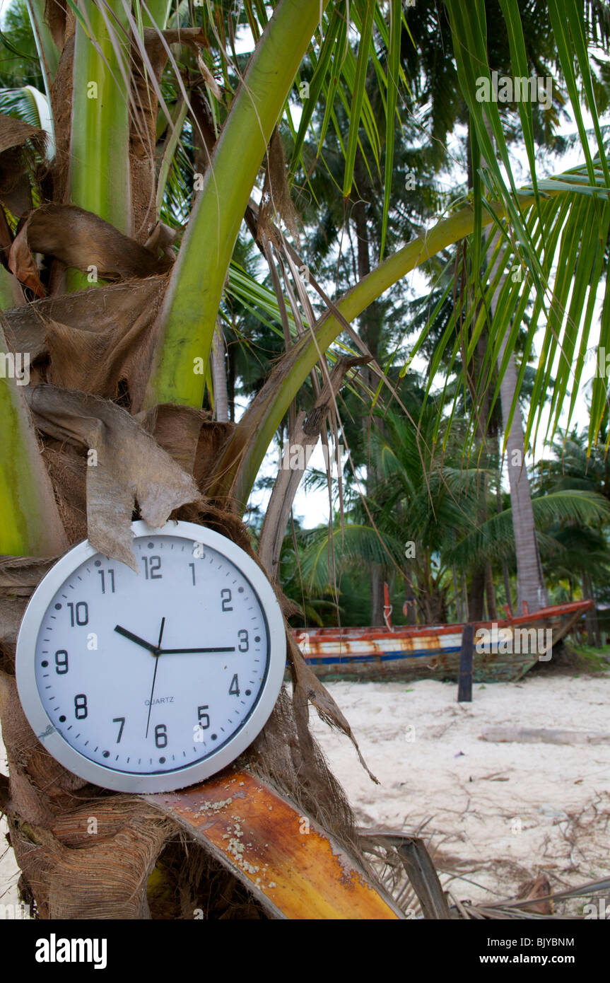 Clock with palm tree hi-res stock photography and images - Alamy