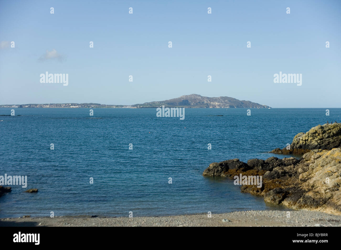 Holyhead Island from Porth Tywyn mawr and Holyhead Bay from the coastal ...