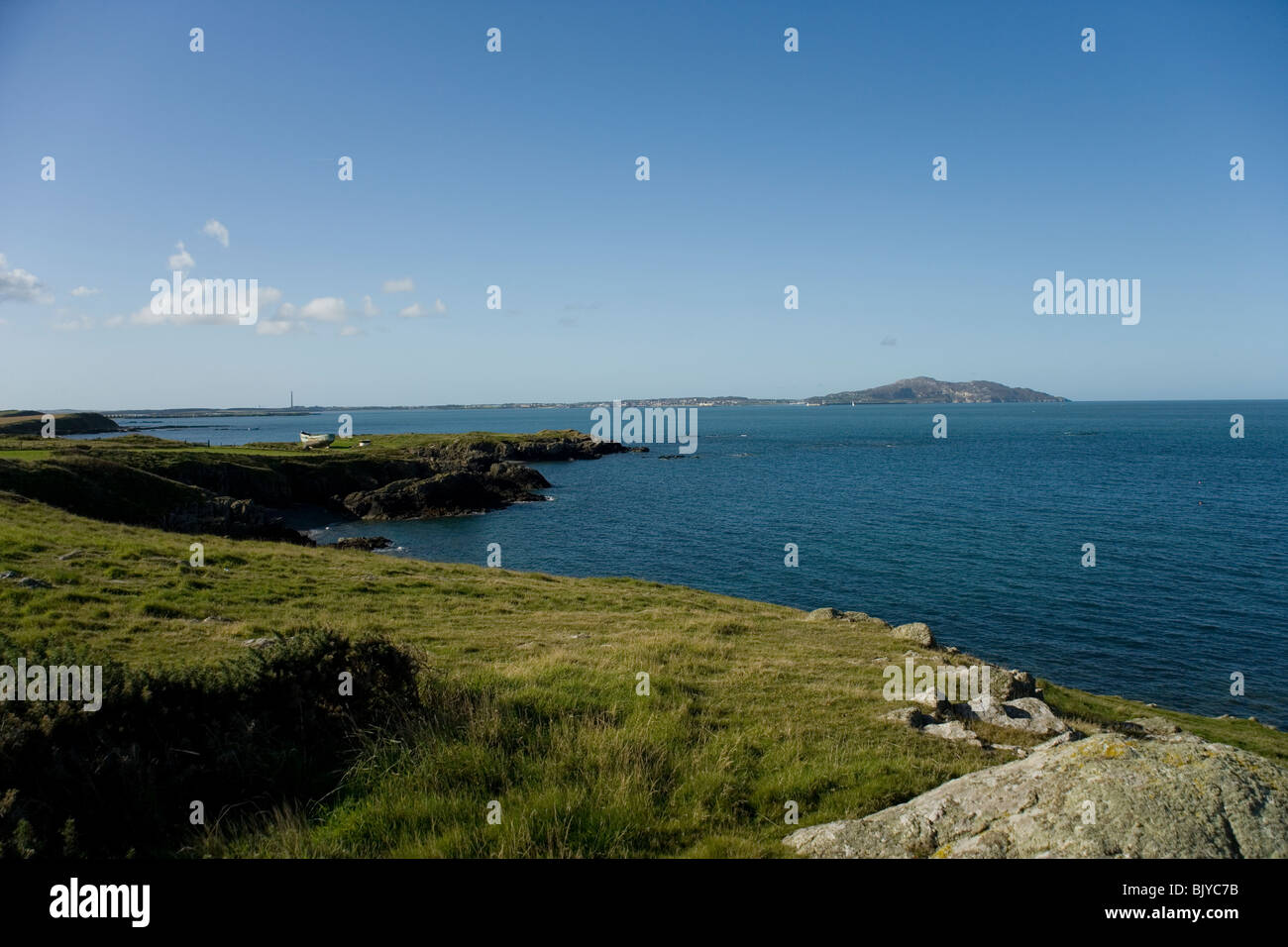 Holyhead Island from Porth Tywyn mawr and Holyhead Bay from the coastal ...