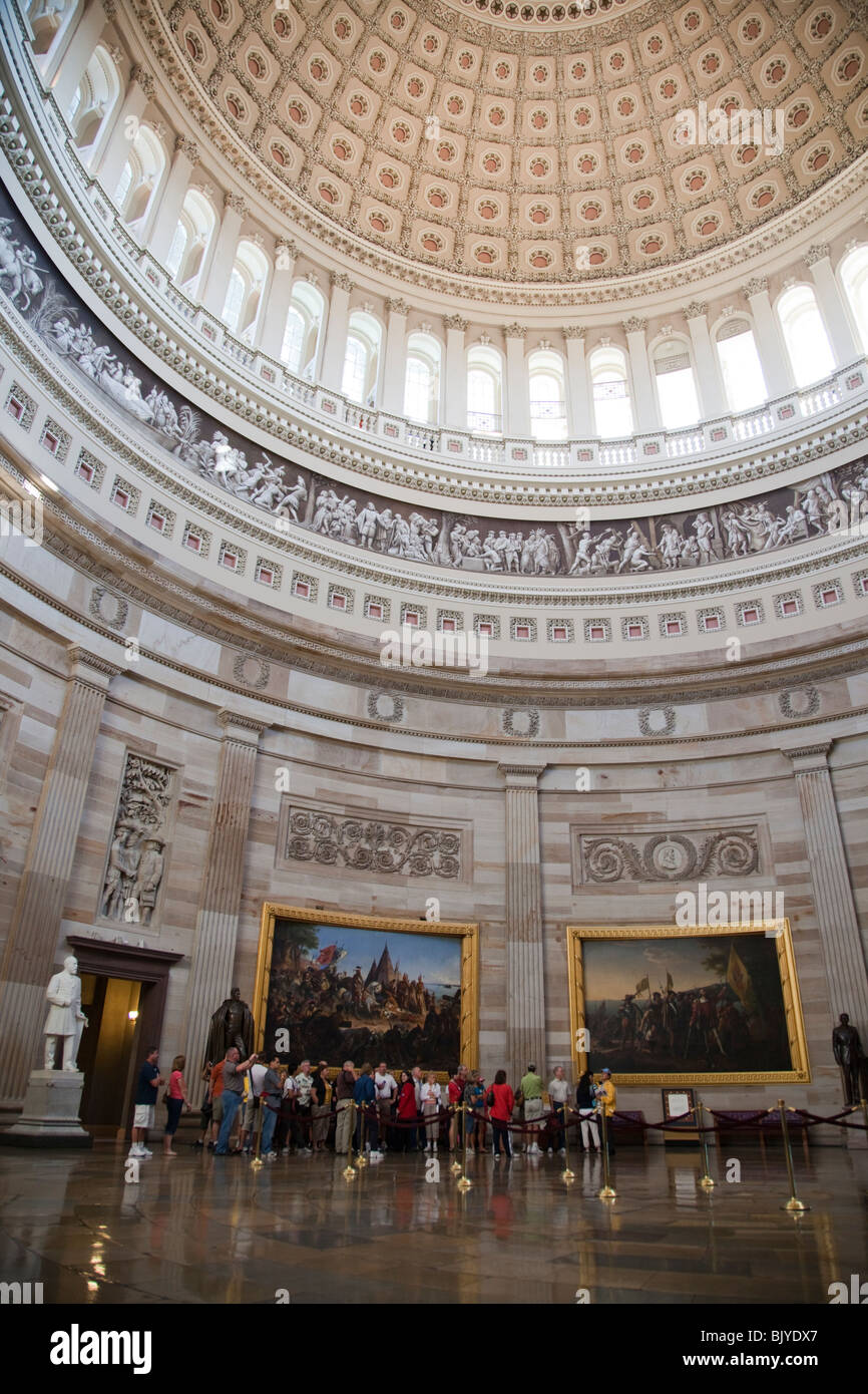 Visitors tour the rotunda of the U.S. Capitol in Washington, D.C Stock ...