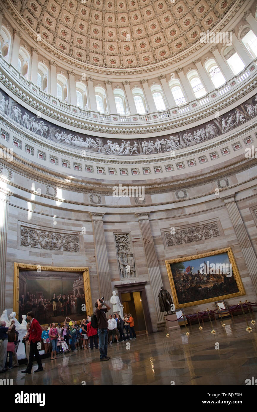 Visitors tour the rotunda of the U.S. Capitol in Washington, D.C Stock ...