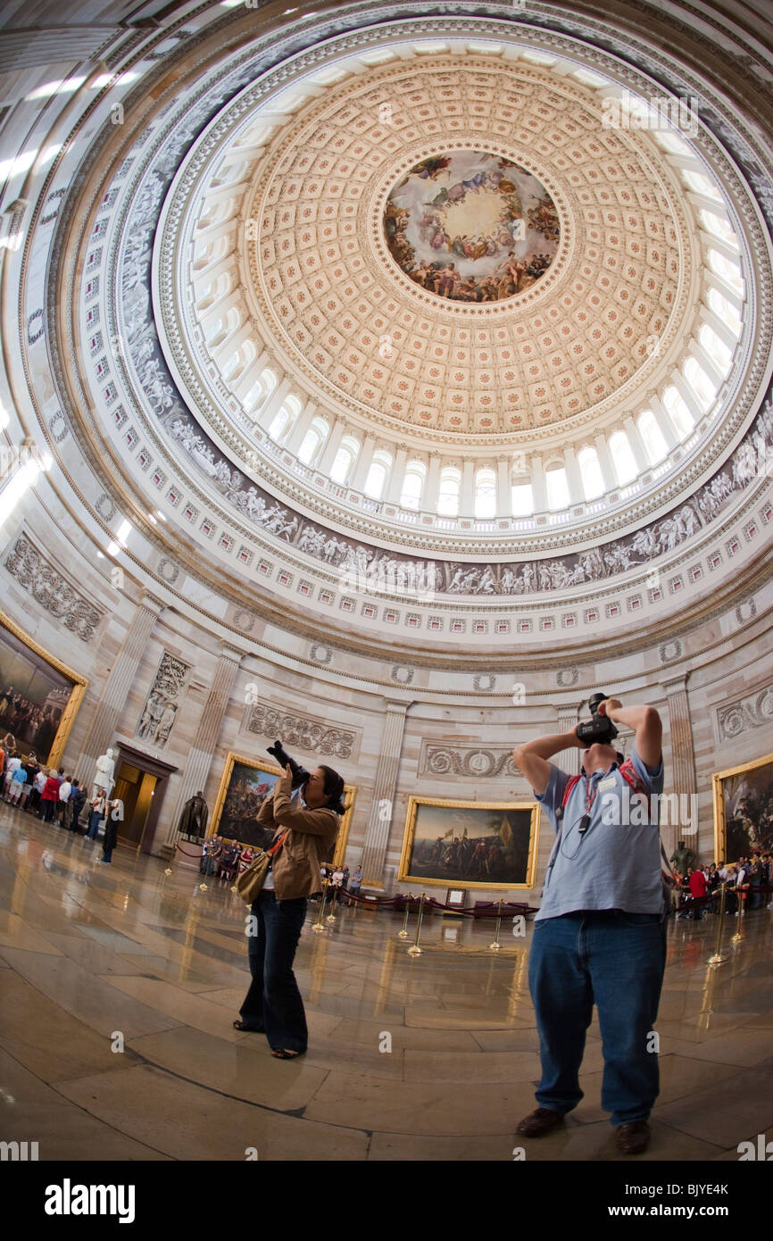 Visitors tour the rotunda of the U.S. Capitol in Washington, D.C Stock ...