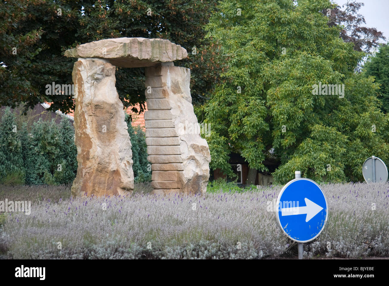 Standing Stones and Lintel in a roundabout in Bramsche, Germany Stock ...