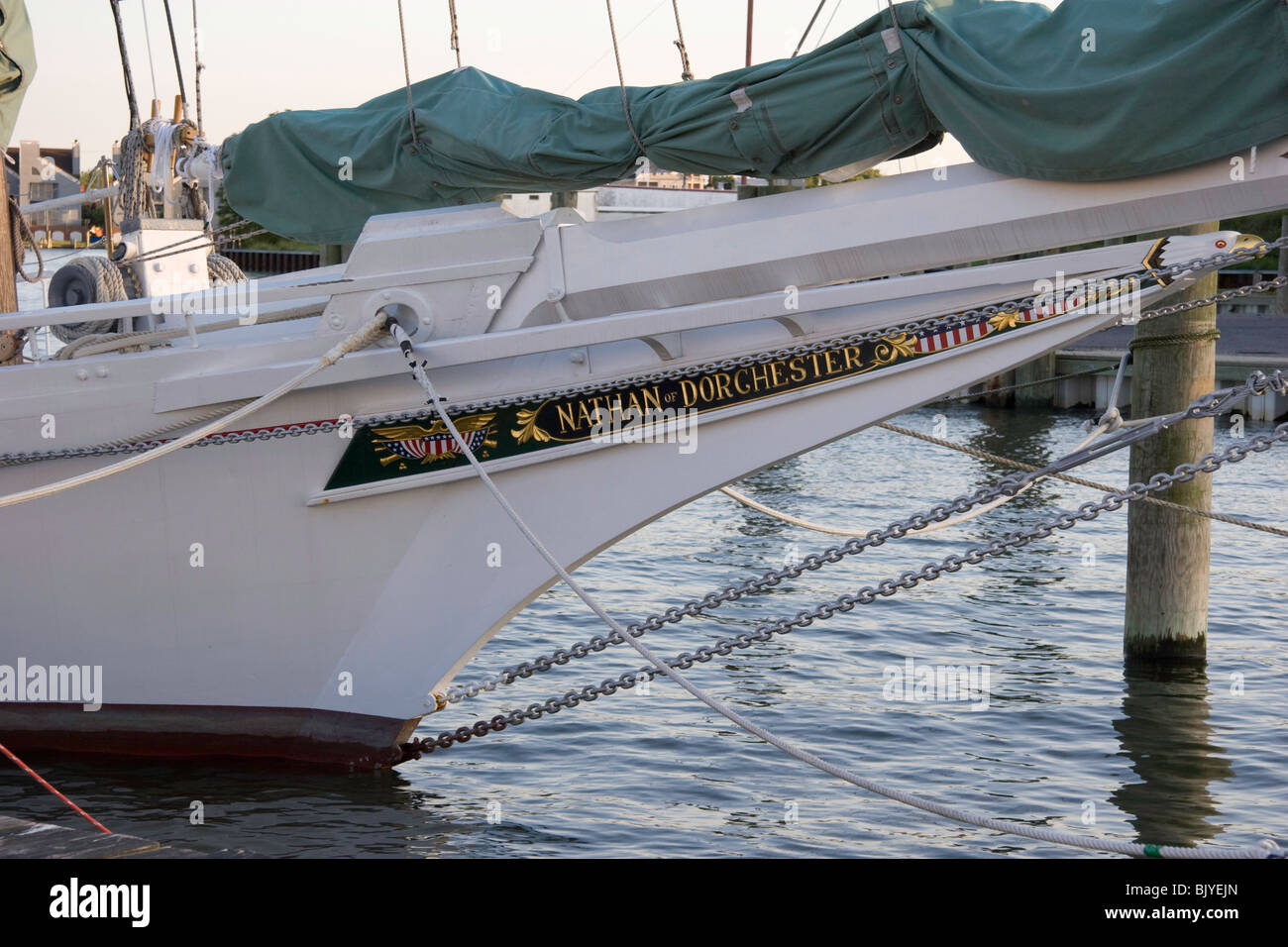 The Skipjack NATHAN OF DORCHESTER lies in her slip at Long Wharf Park ...