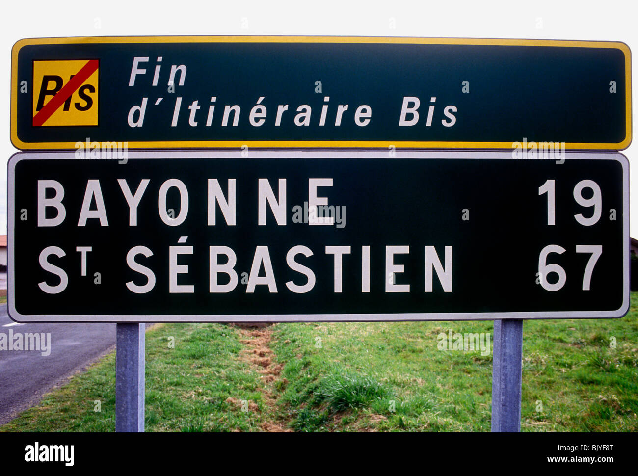 road sign, traffic sign, directional sign, French Basque country, near ...
