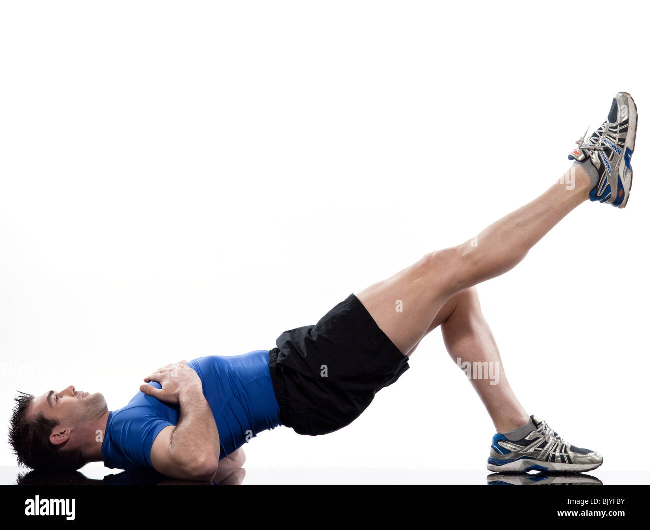 man doing workout posture on white isolated background Stock Photo - Alamy