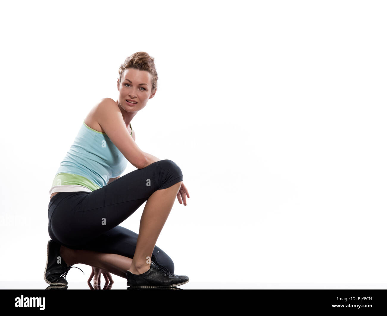 woman doing workout on white isolated background Stock Photo - Alamy