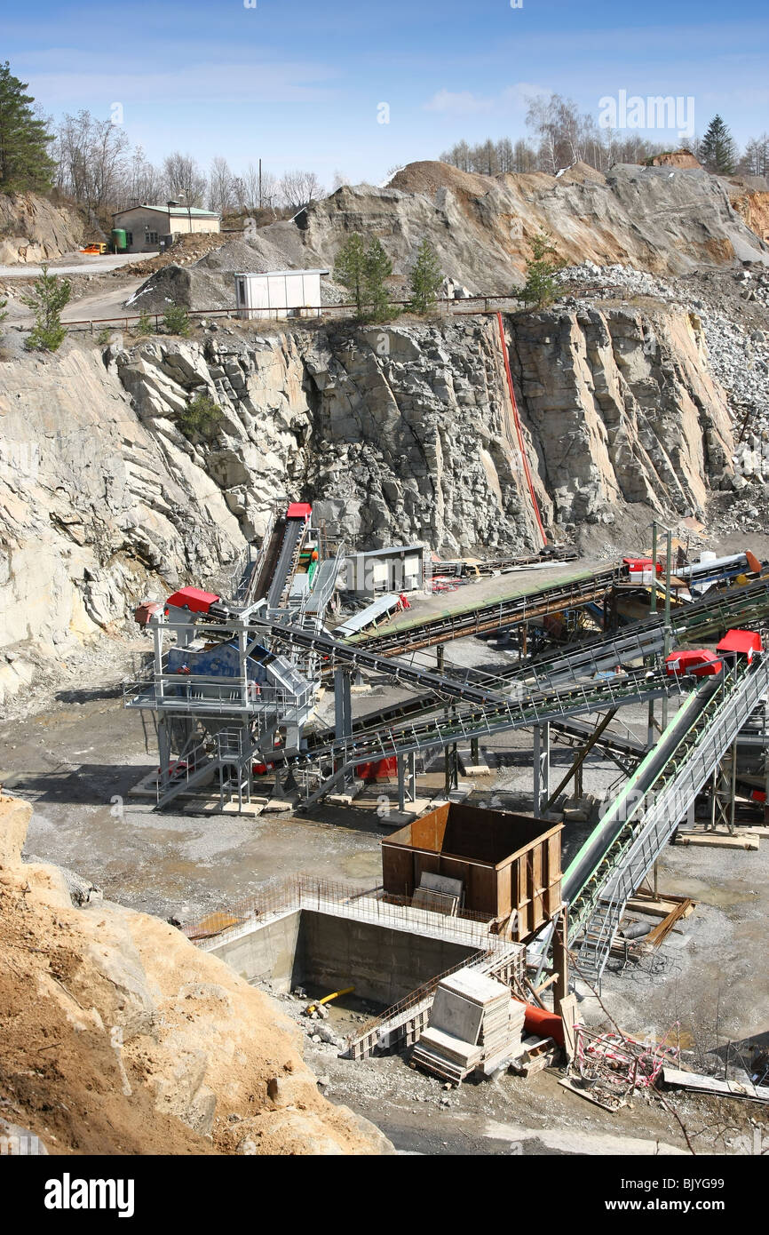 Belt conveyors and mining equipment in a quarry Stock Photo - Alamy